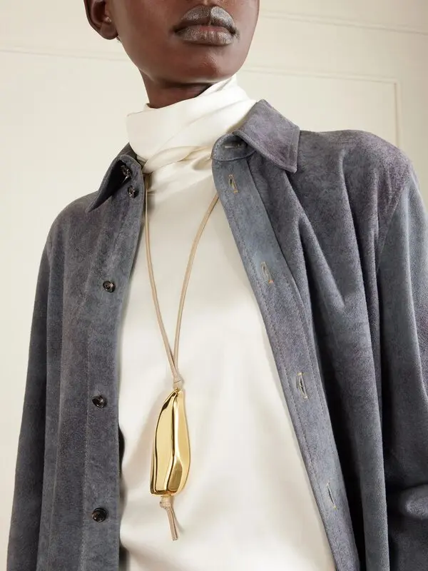 Bottega Veneta Prisma Leather Necklace - Gold