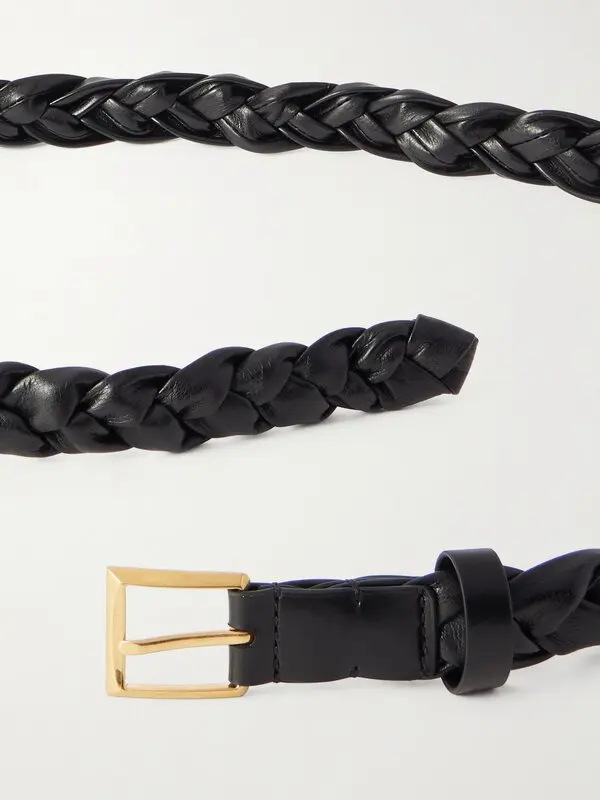 Bottega Veneta Solo Intrecciato Leather Belt - Black
