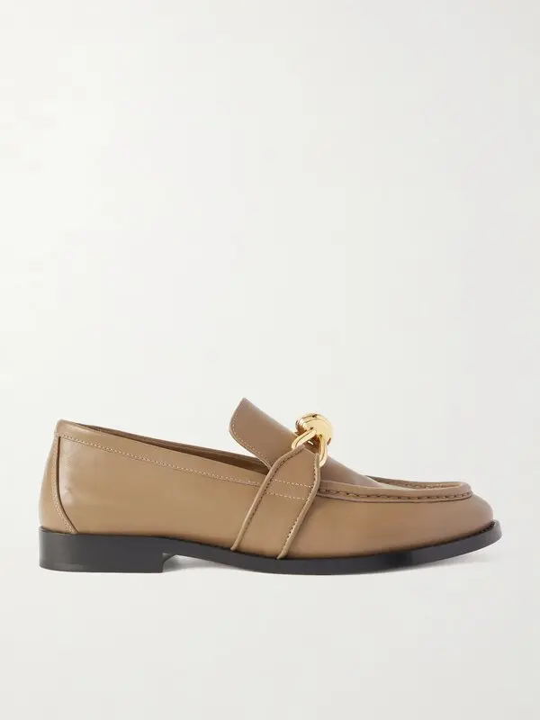 Bottega Veneta Astaire Embellished Leather Loafers - Brown