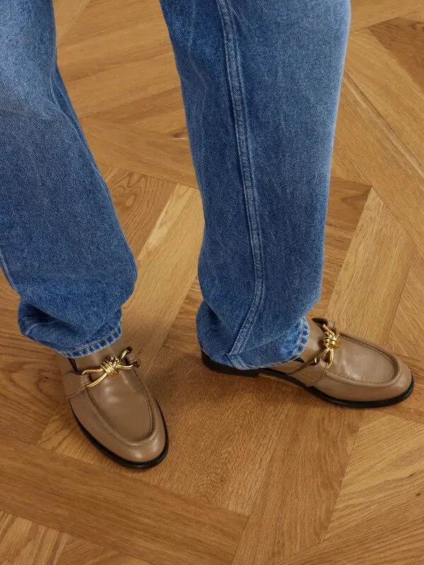Bottega Veneta Astaire Embellished Leather Loafers - Brown