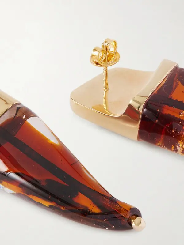 Bottega Veneta Tone And Glass Earrings - Gold