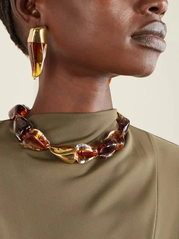 Bottega Veneta Tone And Glass Earrings - Gold