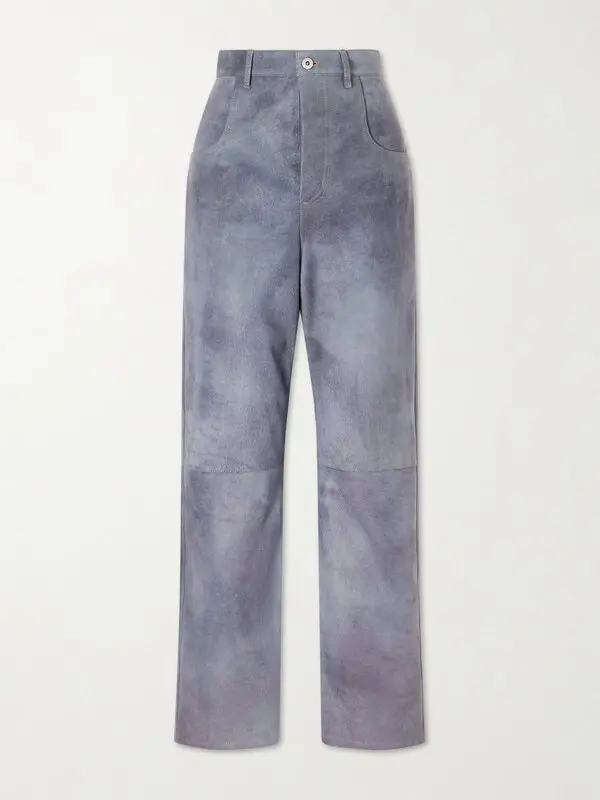 Bottega Veneta Suede Straight-leg Pants - Blue
