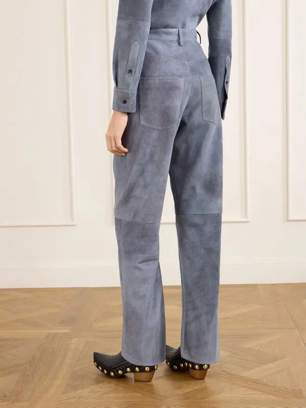 Bottega Veneta Suede Straight-leg Pants - Blue