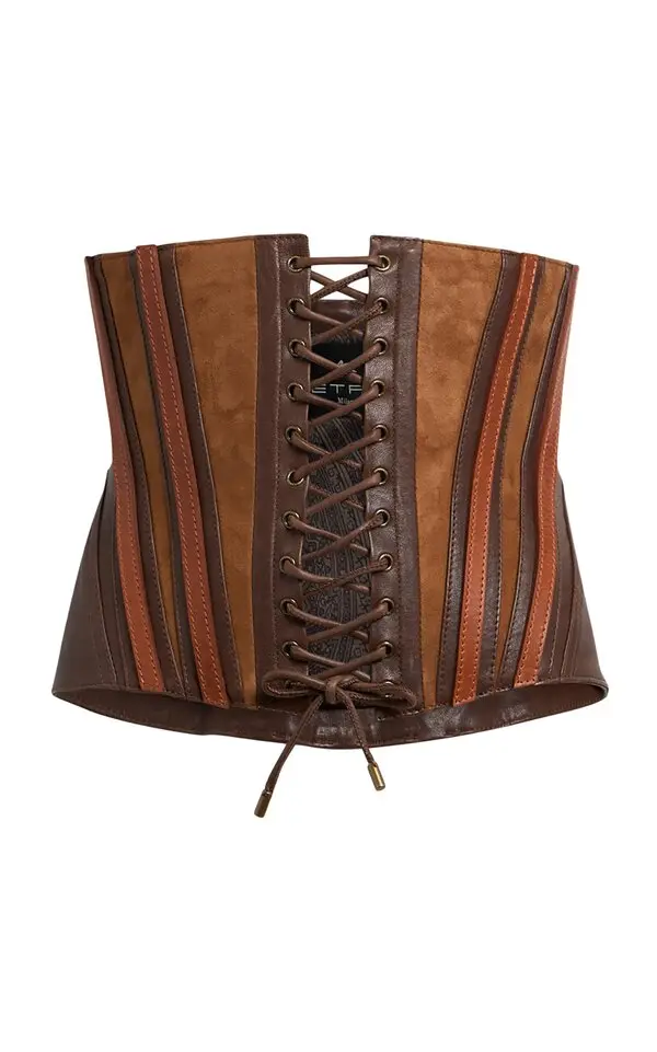 Etro Lace-up Leather Corset Top - Brown