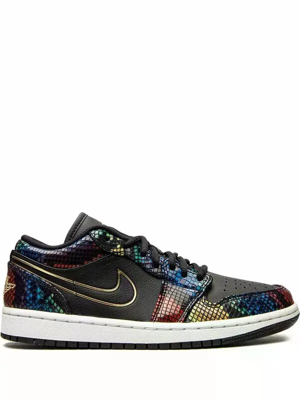 JORDAN Air 1 Low Multicolor Snakeskin Sneakers - Black