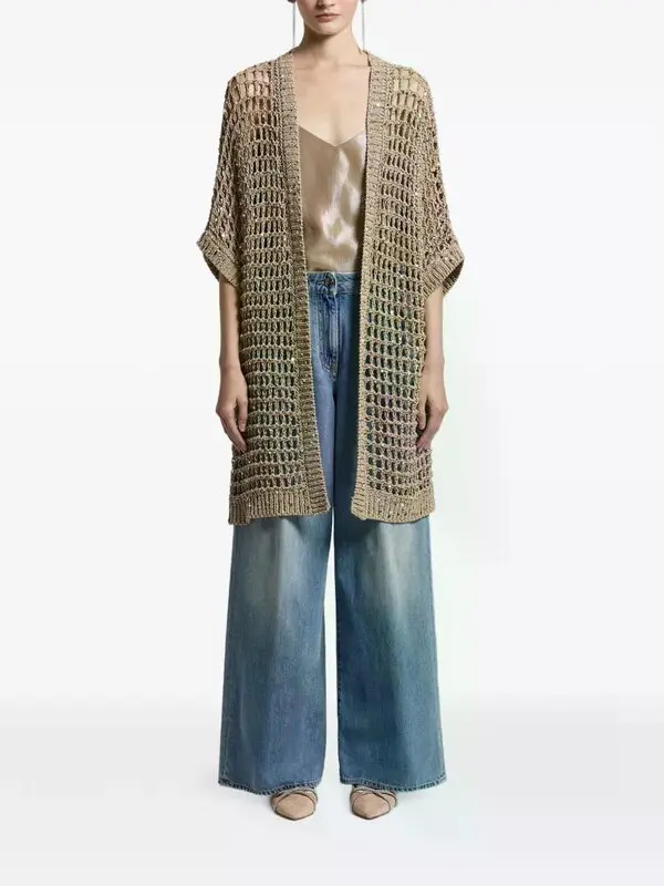 Peserico Mesh Sequin Appliquéd Cardigan