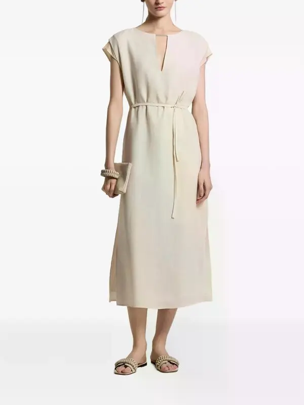 Peserico Belted V-neck Dress