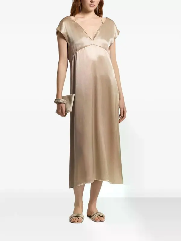 Peserico V-neck Midi Dress - Neutrals