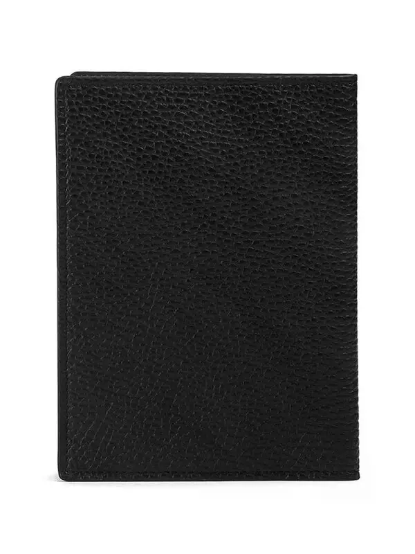 DOUCAL'S Tumbled Leather Passport Holder - Black