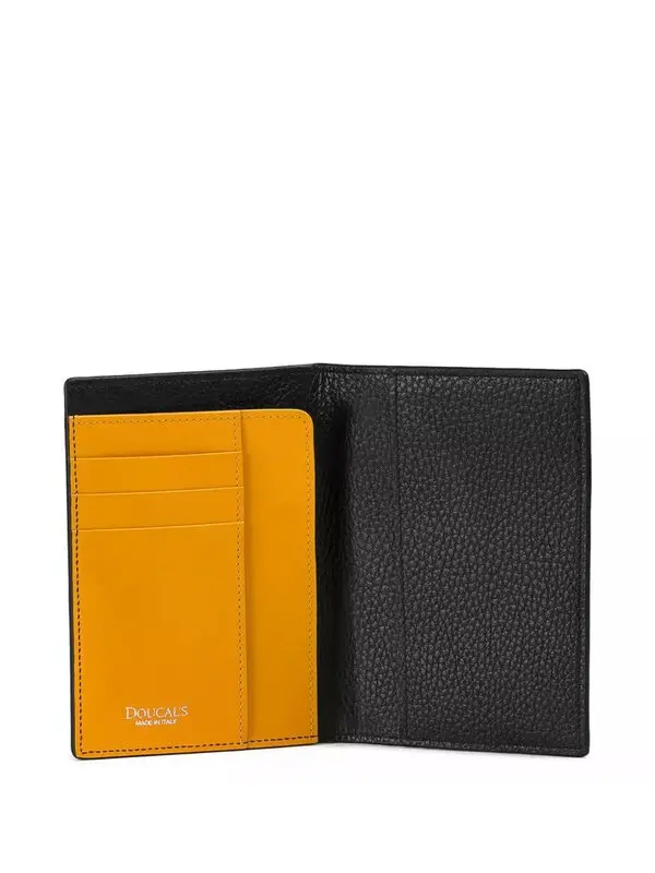 DOUCAL'S Tumbled Leather Passport Holder - Black