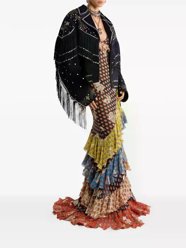 Etro Studs Fringed Leather Jacket