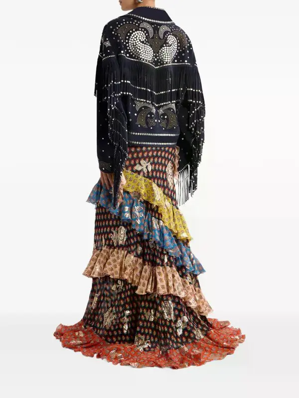 Etro Studs Fringed Leather Jacket