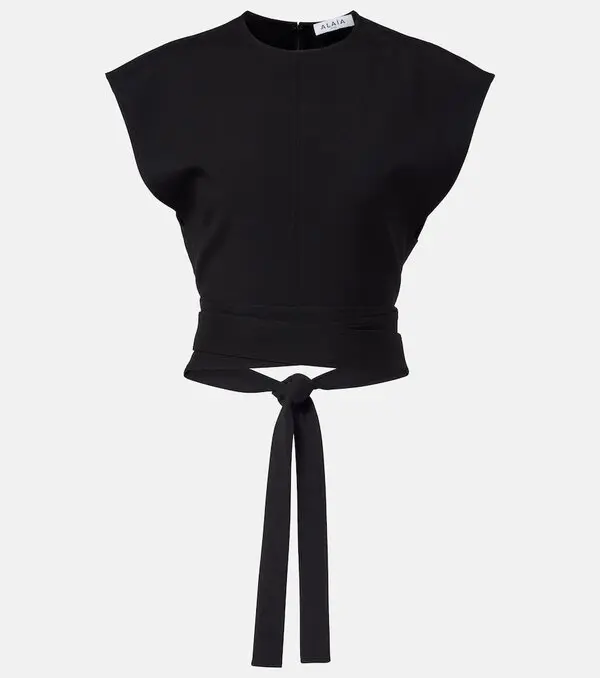 Alaïa Belted Wool Top - Black
