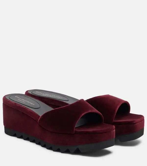 Stella McCartney Elyse Velvet Wedge Mules