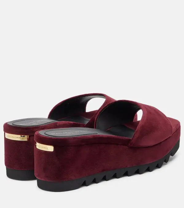 Stella McCartney Elyse Velvet Wedge Mules