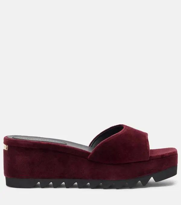 Stella McCartney Elyse Velvet Wedge Mules