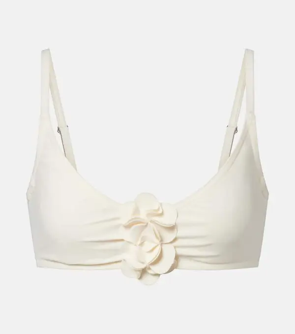 KARLA COLLETTO Floral-appliqué Bikini Top - White