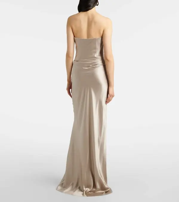 THE SEI Silk Satin Bustier Gown - Grey