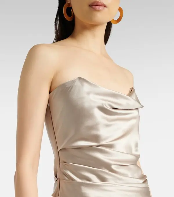 THE SEI Silk Satin Bustier Gown - Grey