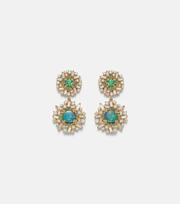 SUZANNE KALAN 18kt Gold Drop Earrings With Gemstones - Green