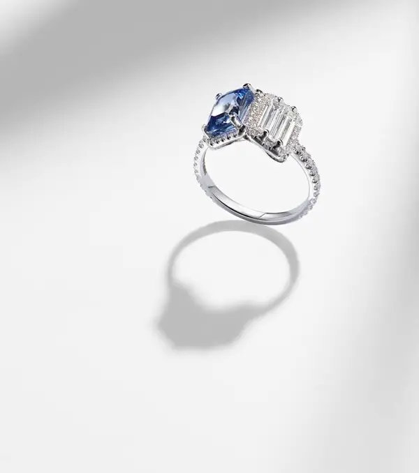 SUZANNE KALAN 18kt White Gold Sapphire And Diamond Ring - Silver