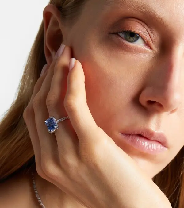 SUZANNE KALAN 18kt White Gold Sapphire And Diamond Ring - Silver