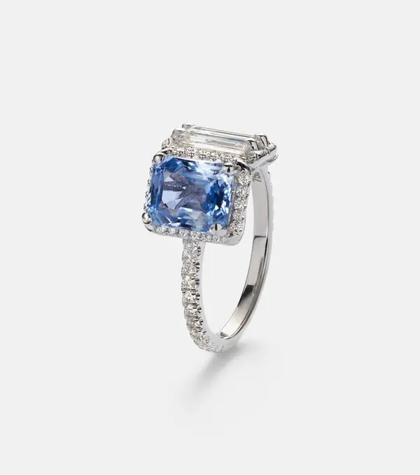 SUZANNE KALAN 18kt White Gold Sapphire And Diamond Ring - Silver