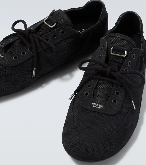 Prada Collapse Canvas Sneakers - Black