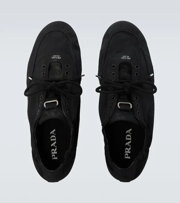 Prada Collapse Canvas Sneakers - Black