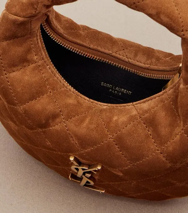 Saint Laurent Quilted Suede Mini Bag - Brown