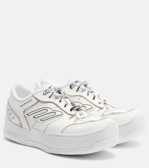 Balenciaga Hampton Leather Platform Sneakers - White
