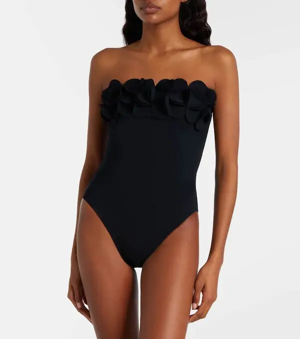 KARLA COLLETTO Tess Floral-appliqué Swimsuit - Black