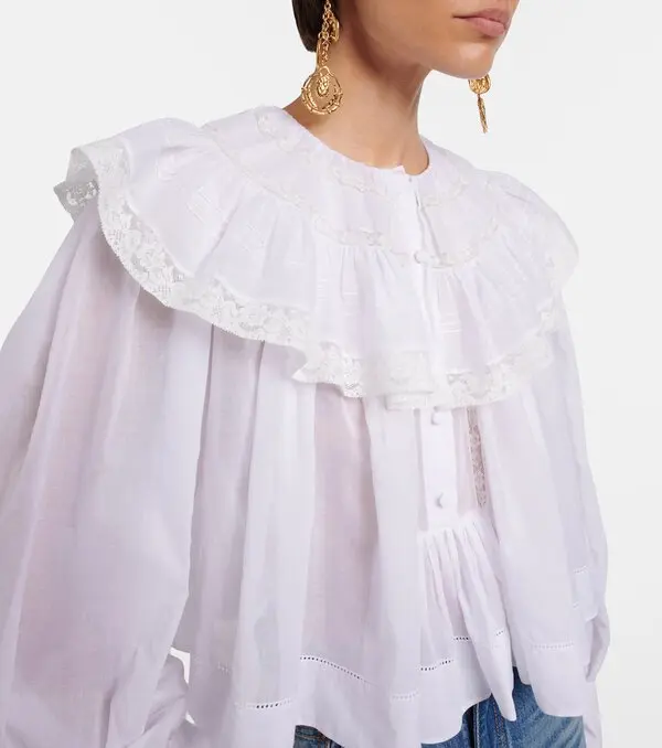 Chloé Lace-trimmed Cotton Voile Blouse - White