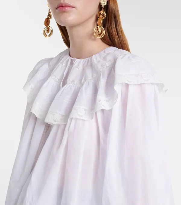 Chloé Lace-trimmed Cotton Voile Blouse - White