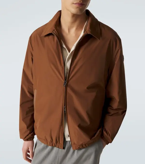 Moncler Socot Leather-trimmed Blouson Jacket - Brown