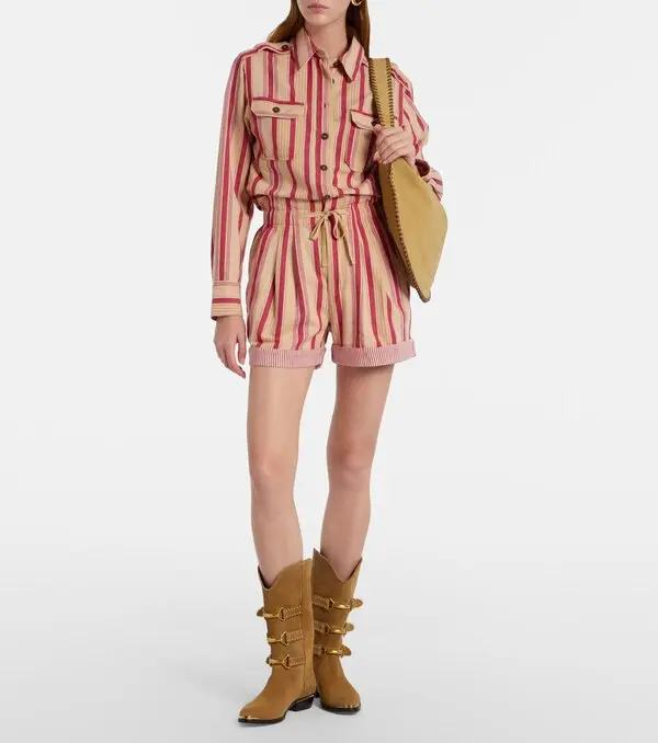 MARANT ETOILE Nirma Striped Cotton Shorts