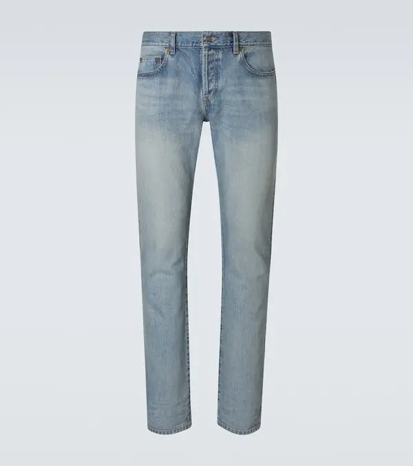 Saint Laurent Faded Slim Jeans - Blue