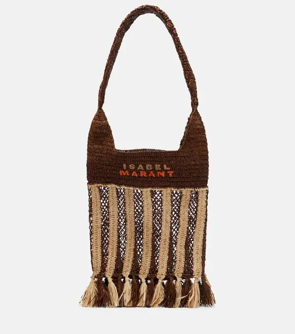 Isabel Marant Étoile Praia Striped Raffia Tote Bag - Brown