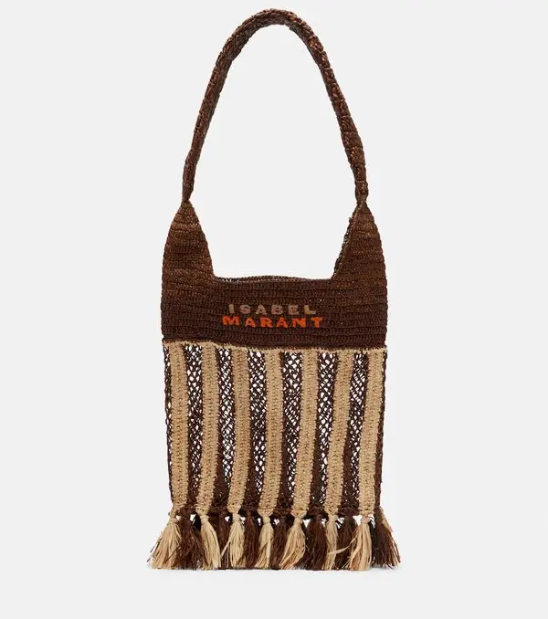 Isabel Marant Étoile Praia Striped Raffia Tote Bag - Brown