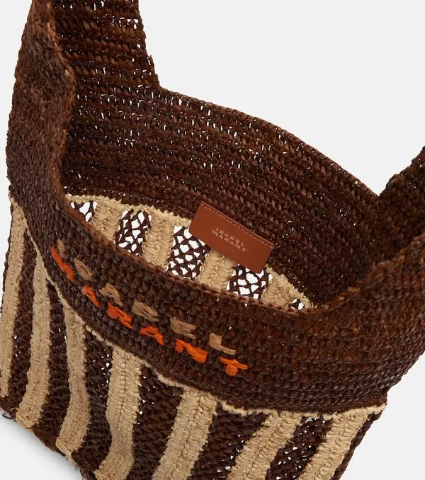 Isabel Marant Étoile Praia Striped Raffia Tote Bag - Brown