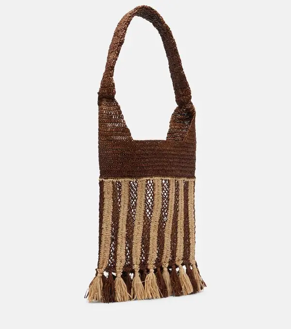 Isabel Marant Étoile Praia Striped Raffia Tote Bag - Brown