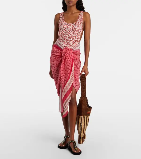 Isabel Marant Étoile Praia Striped Raffia Tote Bag - Brown