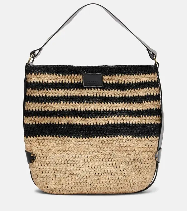 Isabel Marant Étoile Bayia Striped Raffia Shoulder Bag - Beige