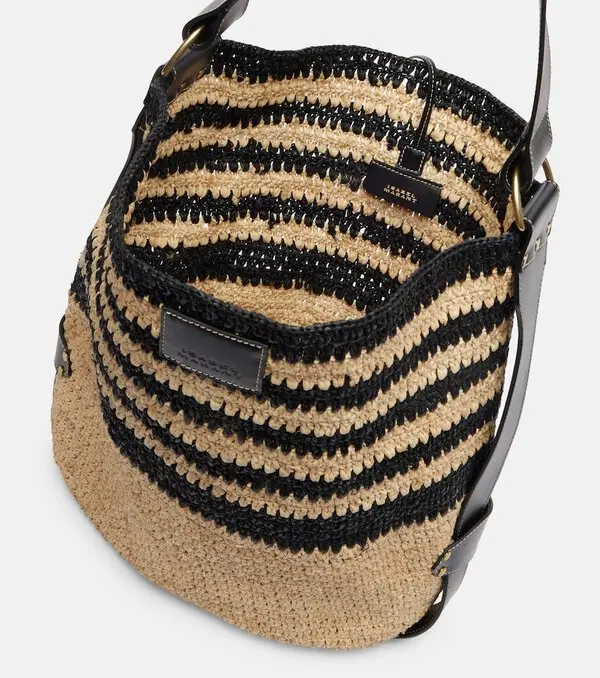 Isabel Marant Étoile Bayia Striped Raffia Shoulder Bag - Beige