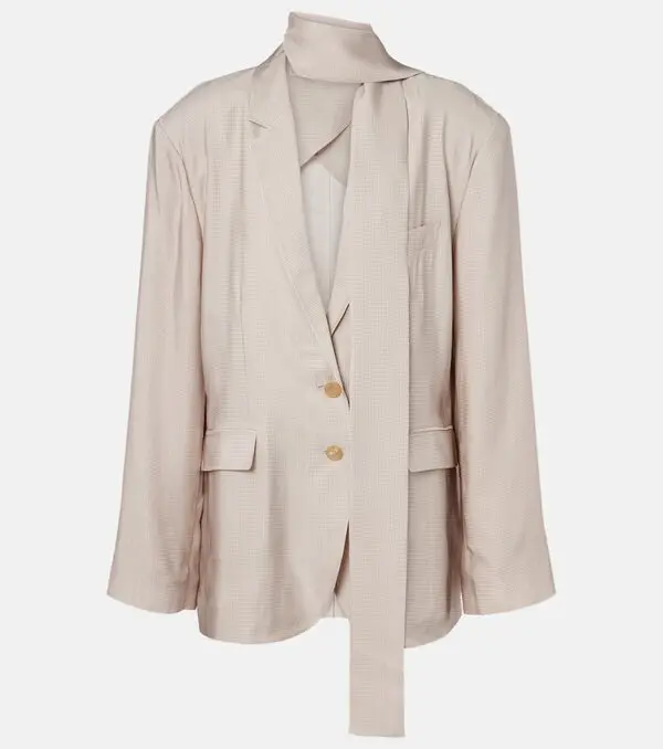 Acne Studios Checked Blazer With Scarf Detail