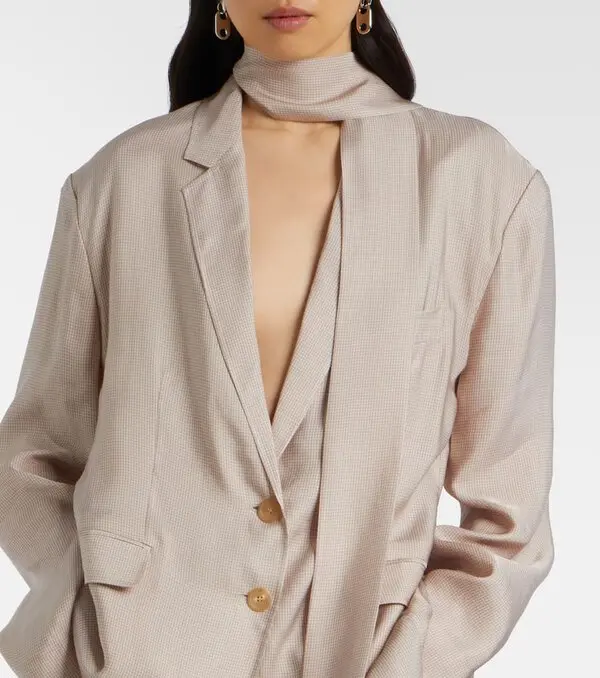 Acne Studios Checked Blazer With Scarf Detail