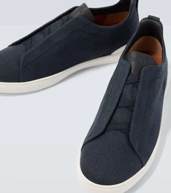 Zegna Triple Stitch Slip-on Sneakers - Blue