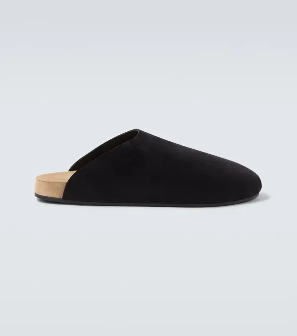 THE ROW Lucca Suede Slip-on Loafers - Black