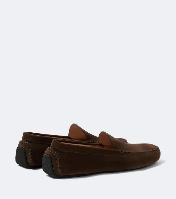 THE ROW Lucca Suede Slip-on Loafers - Brown